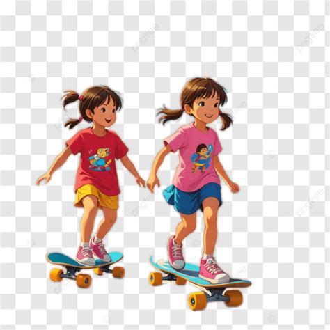 아이들은 스케이트 보드를 타고 있습니다 만화 스케이트보드 승마 Png 일러스트 및 이미지 에 대한 무료 다운로드 Pngtree