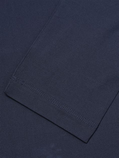 Kiton Kired Kiss Navy Blue Exclusive Crepe Cotton Long Sleeve T Shir