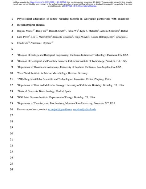 Pdf Physiological Adaptation Of Sulfate Reducing Bacteria In Syntrophic Partnership With