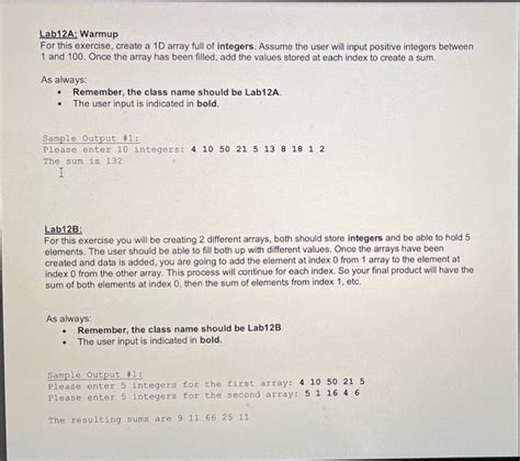 Solved Lab12a Warmup For This Exercise Create A 1d Array