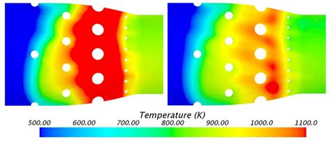 Combustor Liner Temperature Contours For Without Radiation Left And Download Scientific
