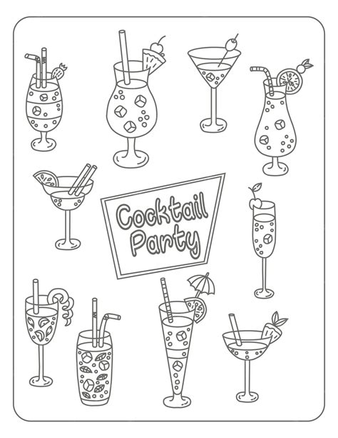 Premium Vector Summer Cocktail Coloring Page