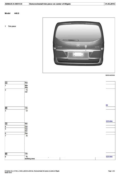 Service Manual Mercedes Benz V Class 448 Model Up To 2020 Incl