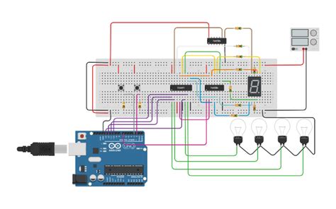 Circuit Design Arduino Contatore Modulo 10 Tinkercad