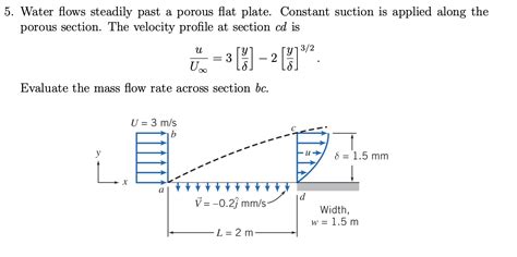 Solved Water Flows Steadily Past A Porous Flat Plate