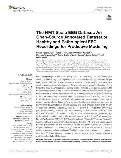 Pdf The Nmt Scalp Eeg Dataset An Open Source Annotated Dataset Of