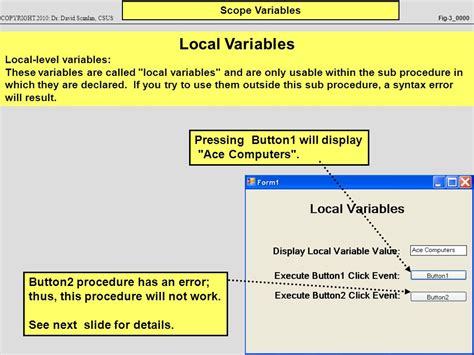 Copyright 2010 Dr David Scanlan Csus Variables Constants And