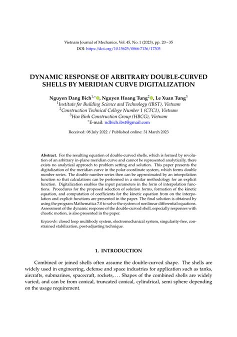 pdf dynamic response of arbitrary double curved shells by meridian