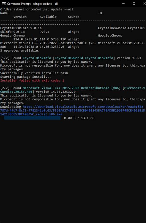 Package Issue Crystaldewworldcrystaldiskinfo · Issue 109125