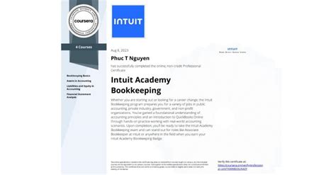 Phuc Nguyen On Linkedin Completion Certificate For Intuit Academy Bookkeeping