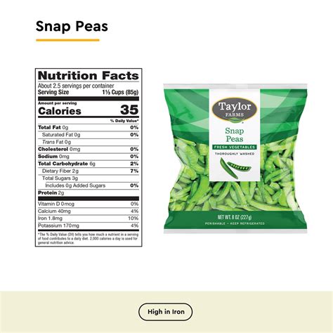 Taylor Farms Snap Peas Nutrition Facts