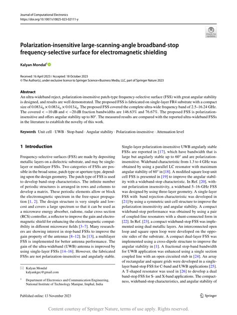 Polarization Insensitive Large Scanning Angle Broadband Stop Frequency Selective Surface For
