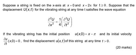 Solved Suppose A String Is Fixed On The X Axis At X 0 And Chegg Com