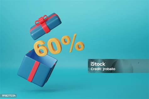 복사 공간이 있는 선물 상자에서 나오는 60 단색 텍스트 3d 일러스트레이션입니다 3차원 형태에 대한 스톡 사진 및 기타 이미지 3차원 형태 60 가격 Istock