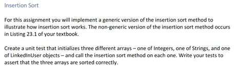 Solved Insertion Sort For This Assignment You Will Implement