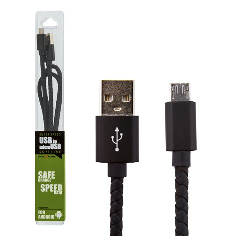 Кабель Usb Micro Usb 1м B кож плетение черный Retail
