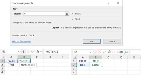 Logical Not Formula And True Or False Values In Excel