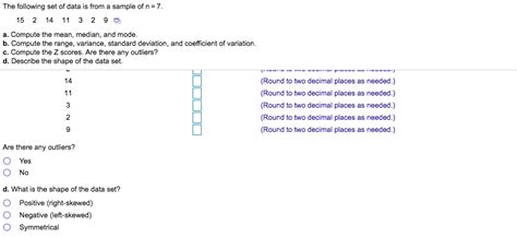Solved The Following Set Of Data Is From A Sample Of N7 15 2