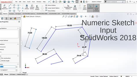 solidworks 2018 tutorial for beginners numeric sketch input youtube