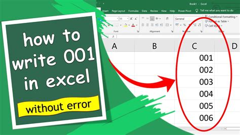 How To Write 001 Or 00 Before 1 Or Any Numbers In Excel How To Add