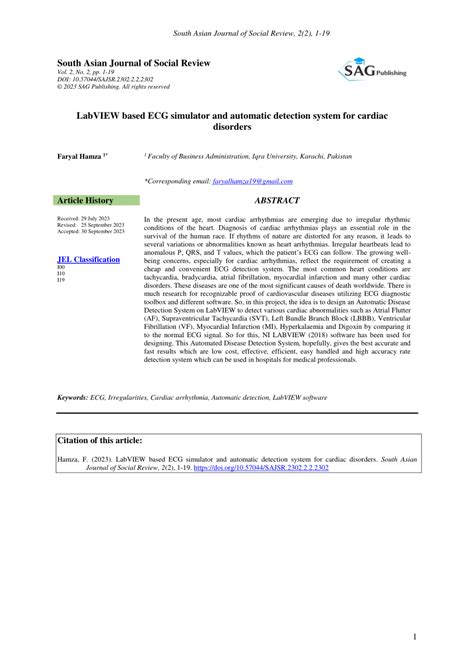 Pdf Labview Based Ecg Simulator And Automatic Detection System For Cardiac Disorders