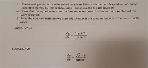 Solved 1 The Following Equations Can Be Solved By At Least