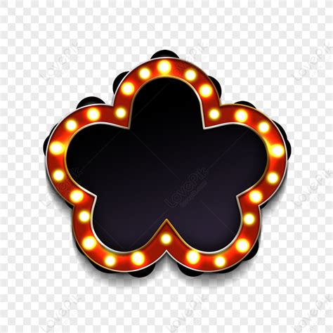 꽃잎과 복고풍 전구 일러스트노랑레트로빨간 Png 일러스트 무료 다운로드 Lovepik