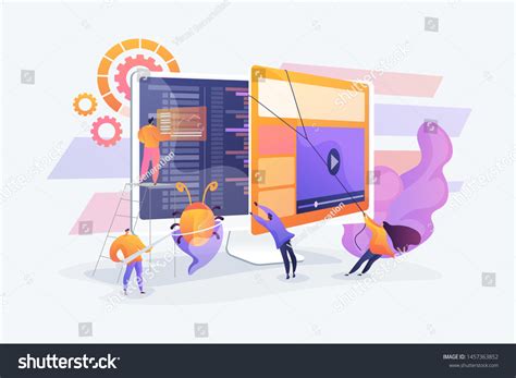 debugging development process programmer work game stock vector