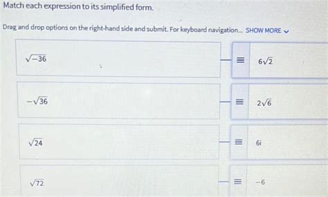 [answered] Match Each Expression To Its Simplified Form Drag And Drop
