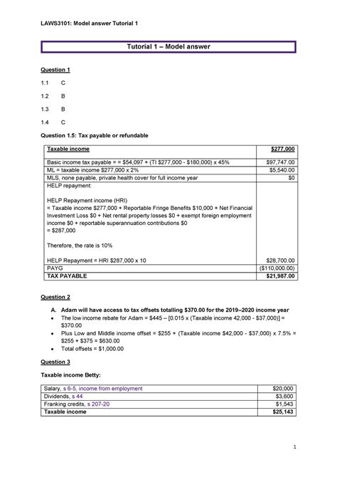 T1 Answer Warning Tt Undefined Function 32 Laws3101 Model Answer Tutorial 1 1 Tutorial 1