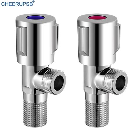 벽 마운트 주방 욕실 온수기 앵글 밸브 12 크롬 차단 천사 콕 분지 싱크 뜨거운 냉수 스톱 밸브필링 밸브 Aliexpress