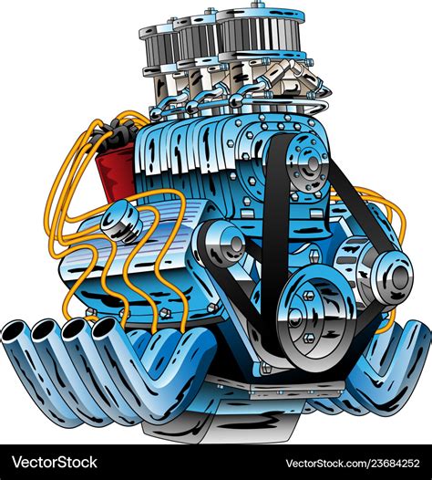 Hot Rod Race Car Dragster Engine Cartoon Vector Image