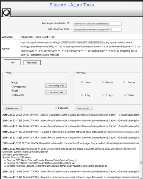 Azure Application Insights Logs And Requests Viewer Using Sitecore Powershell Extensions