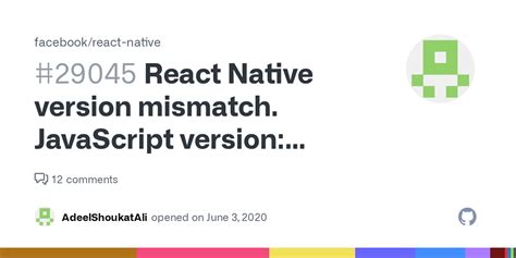 React Native Version Mismatch Javascript Version Native Version Issue