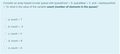 Solved Consider An Array Based Circular Queue With Queue