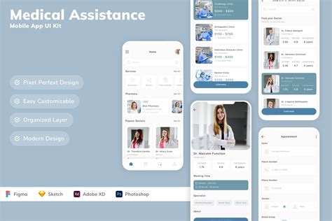 Medical Assistance Mobile App Ui Kit Figma Design Prime Access