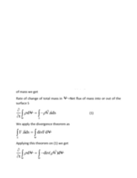 SOLUTION Continuity Equation Divergence Theorem Study Notes Studypool