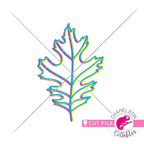 Fall Leaf Retro Svg Png Dxf Eps Jpeg Chameleon Cuttables Llc