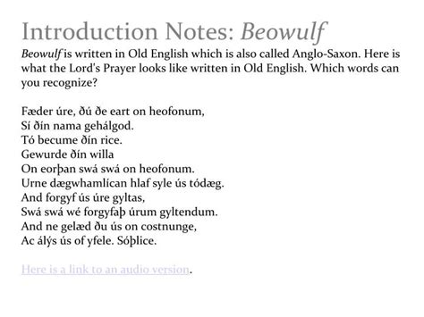Ppt Introduction Notes Beowulf Powerpoint Presentation Free