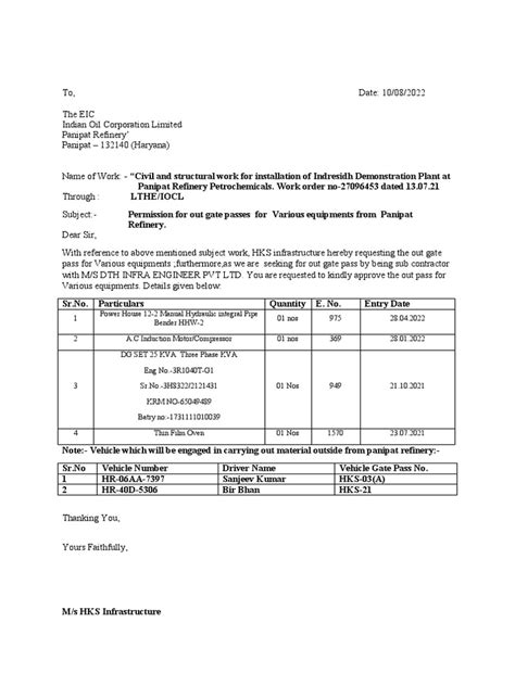 Out Gate Pass Permission Pdf Manufactured Goods Out Gate Pass Permission Pdf Manufactured Goods