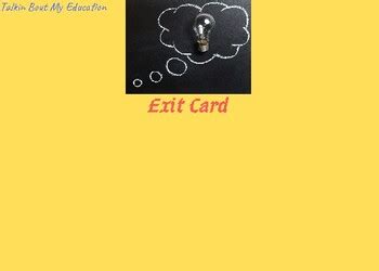 Exit Card Template By Talkin Bout My Education TPT
