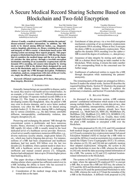 Pdf A Secure Medical Record Sharing Scheme Based On Blockchain And