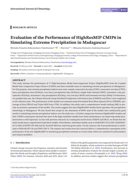 Evaluation Of The Performance Of Highresmip Cmip6 In Simulating Extreme