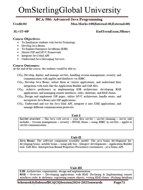 Adv Java Syllabus Theory Pdf Java Programming Language Java Specification Requests