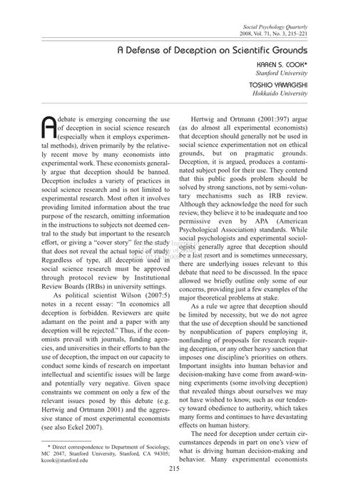 Pdf A Defense Of Deception On Scientific Grounds