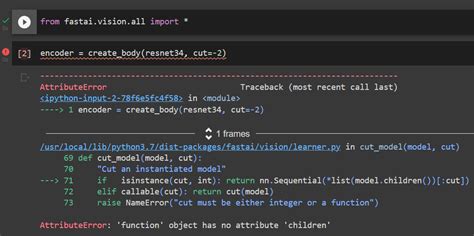 resnet34 model attributeerror function object has no attribute