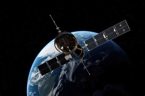 Satellite Orbiting The Planet Earth 3d Rendering A Satellite In Space