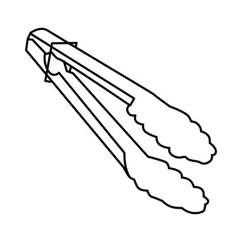 Kitchen Tongs Outline Icon Isolated On White Background Illustration