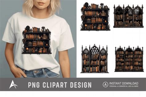 Gothic Bookshelf Clipart Design Graphic By Allisonsuns · Creative Fabrica