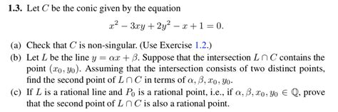 Solved 1 3 Let C Be The Conic Given By The Equation A